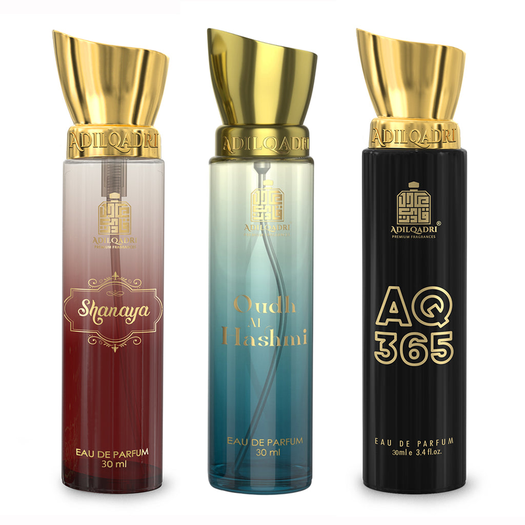 Pack Of 3 Shanaya, Oudh Al Hashmi And AQ 365 Premium Perfume Sprays 30