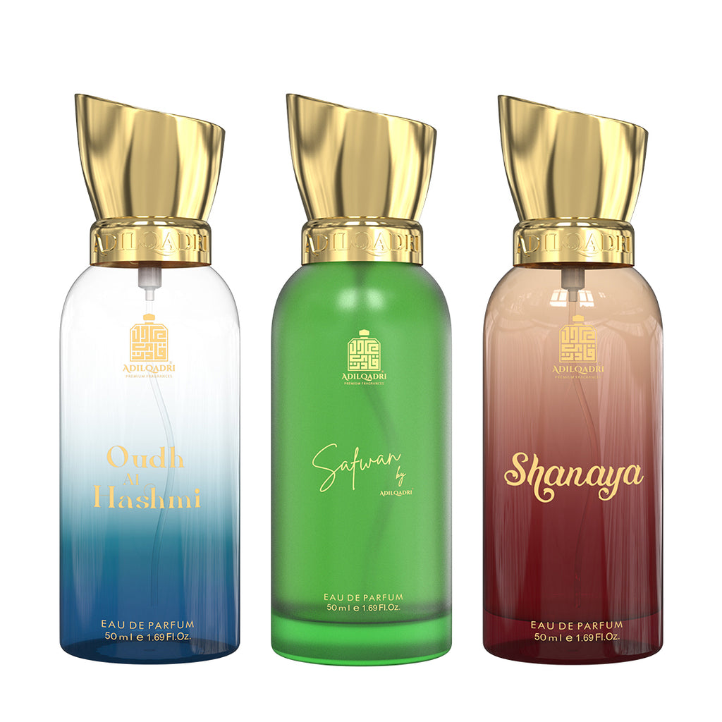 Pack Of 3 Oudh Al Hashmi, Safwan And Shanaya Premium Perfume Spray 50m